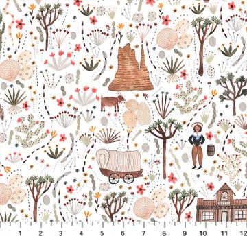 Figo Fabrics Wild West Wood Town White Multi 90431 10 – Friends and Co ...