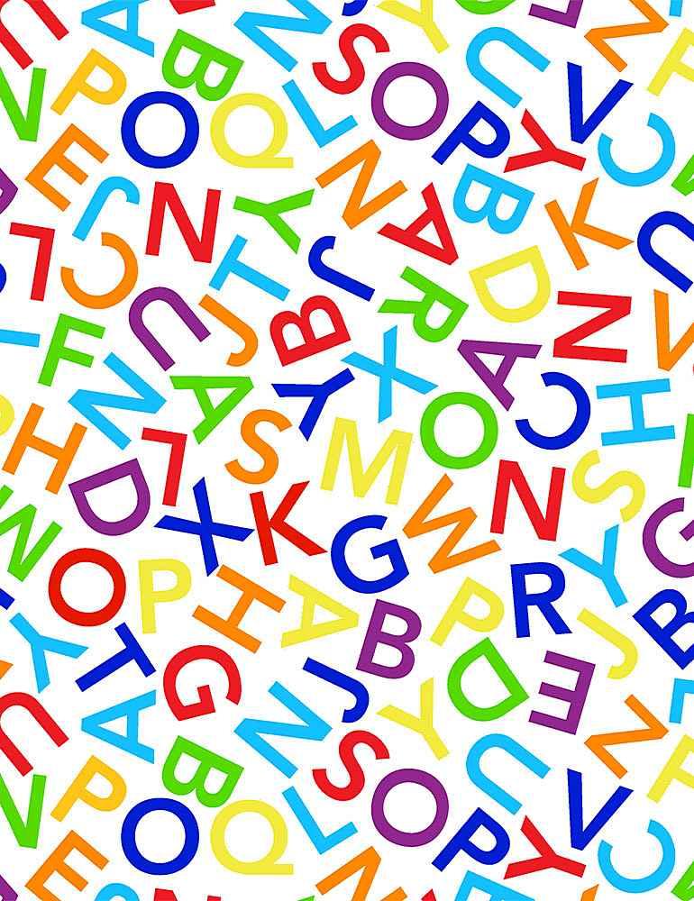 Timeless Treasures Alphabet Dance White FUN-C8578 WHITE – Friends and ...