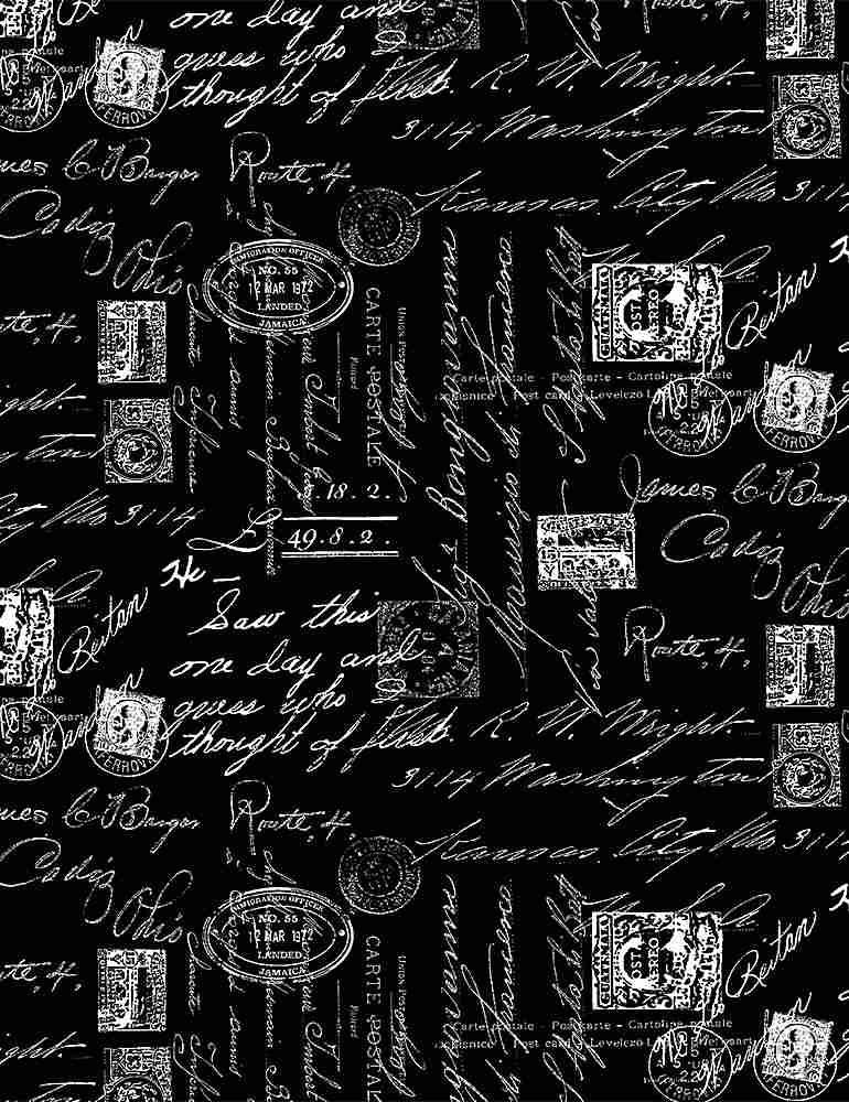 Timeless Treasures Fancy Script Text INK-C8733 BLACK – Friends and Co ...